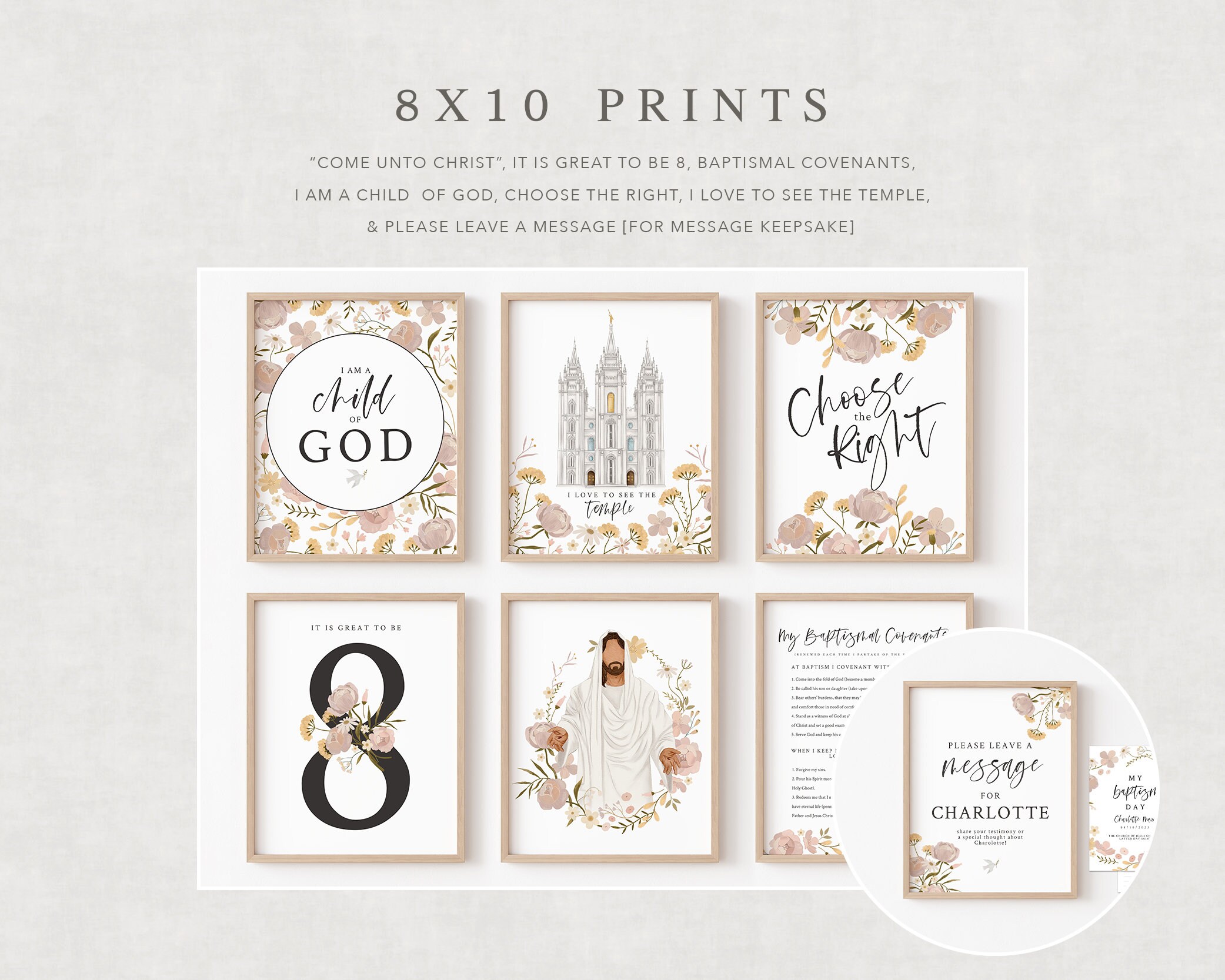 LDS Girl Baptism Bundle | Floral Invite, Program & Decor (corjl) - Etsy
