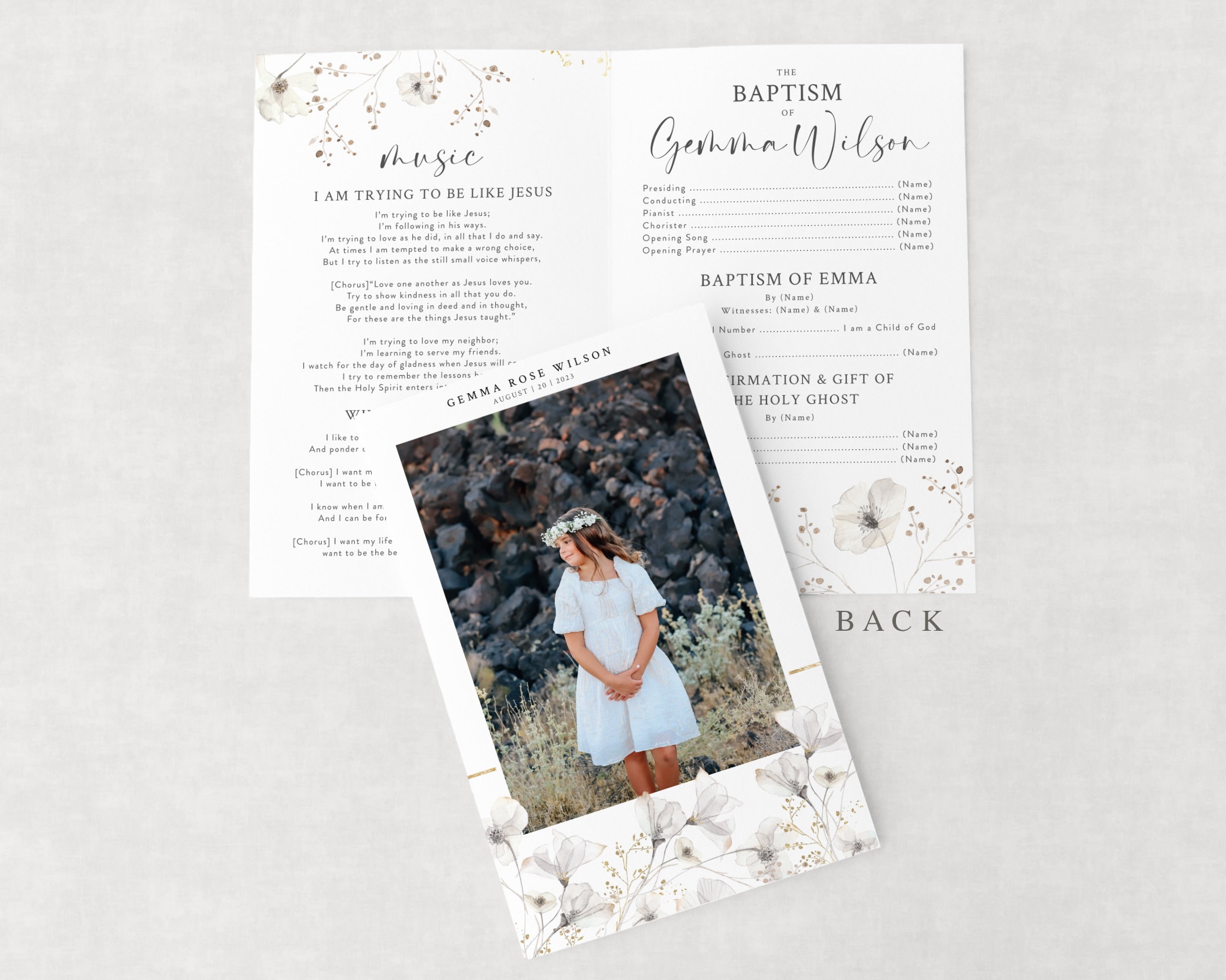 Editable LDS Baptism Program | Girl Baptism | LDS Girl | Baptism | Girl ...