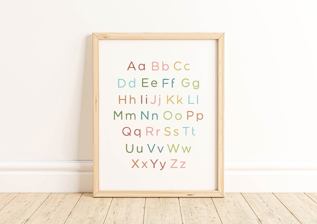 Tableau de l'alphabet arc-en-ciel, art éducatif pour la chambre d ...