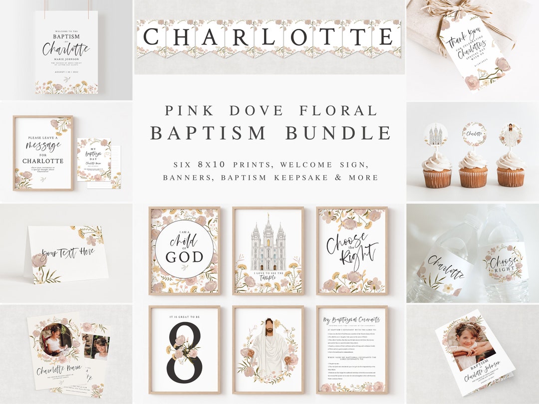LDS Baptism Kit | Baptism Bundle | LDS Girl Baptism Invite & Program | Baptism Decor | Baptism ...