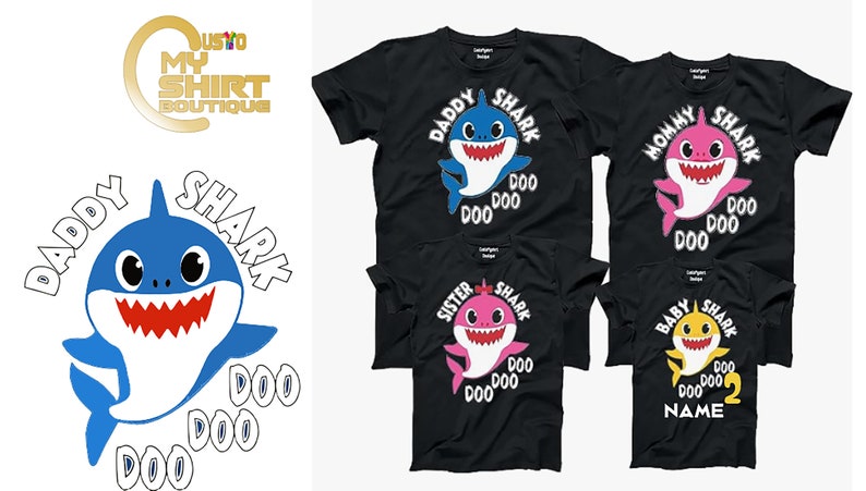 Custom Family Baby Shark Birthday Shirts, Baby Shark Matching Shirts ...