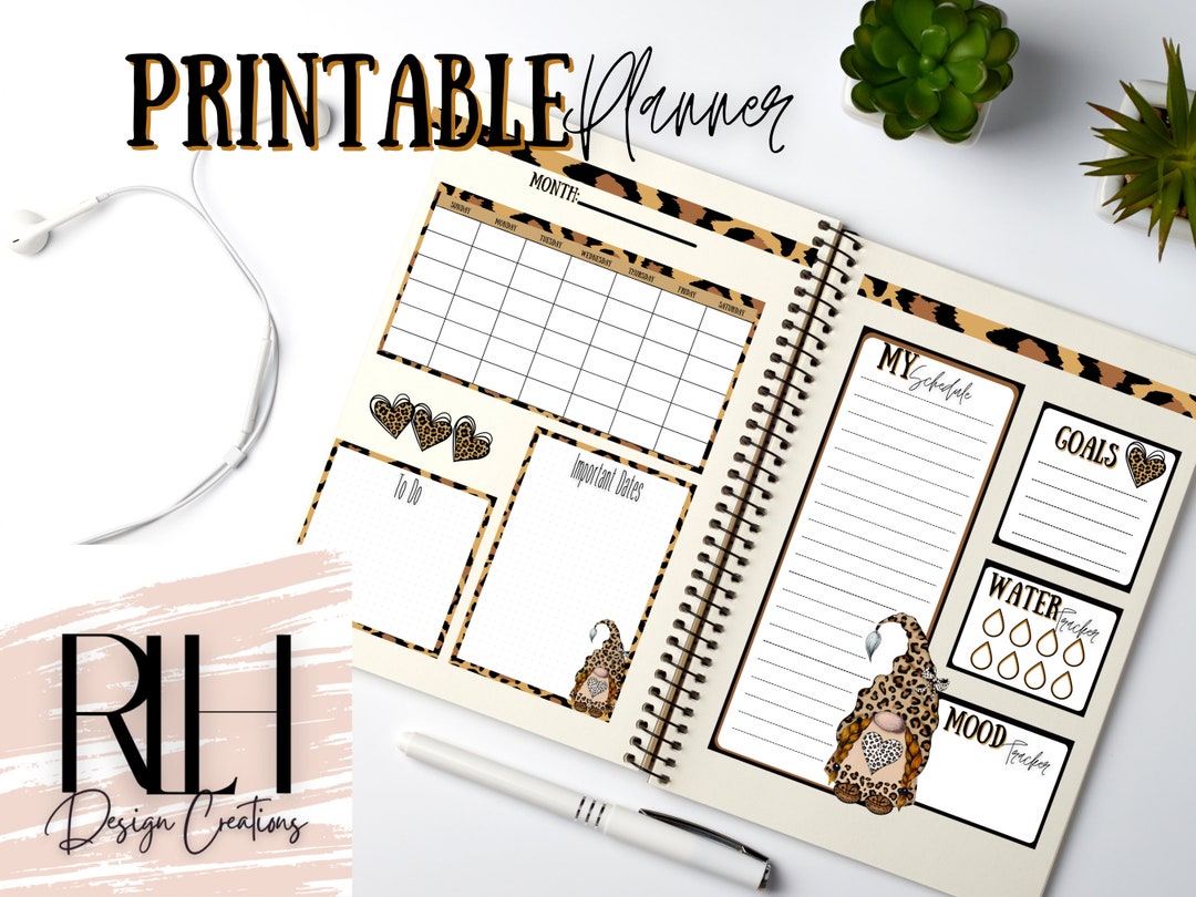 Leopard Print Gnome Planner Pages, Digital Download, Full Page 8.5” X ...