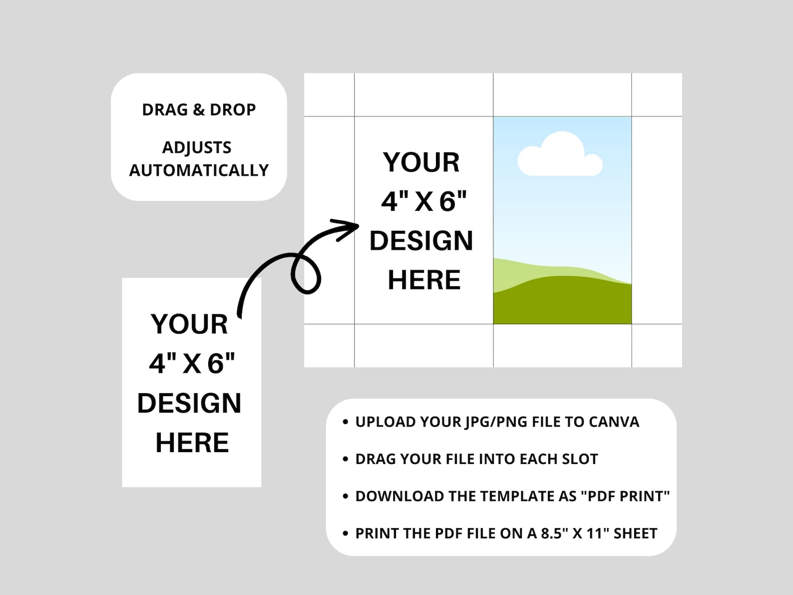 4x6 Printing Template, Invitation Cards, Greeting Cards, Foldable Card ...