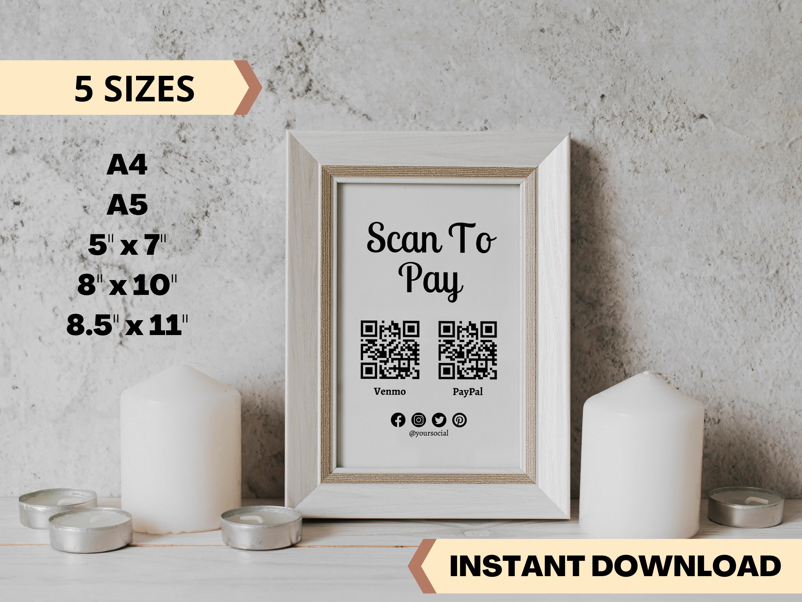 Scan to Pay Sign Template, QR Code Scan to Pay, Printable Payment Sign ...