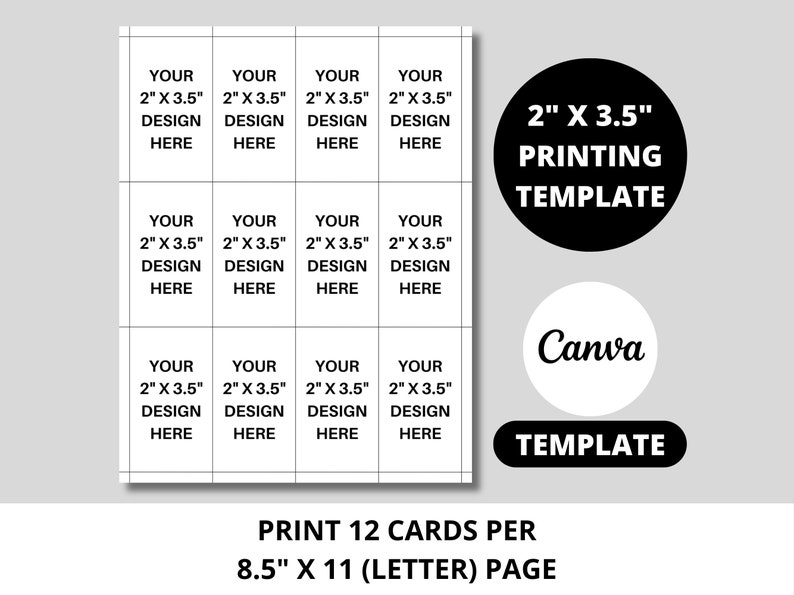 Business Card Printing Template, 2x3.5 Business Card Printing Guide, 8 ...