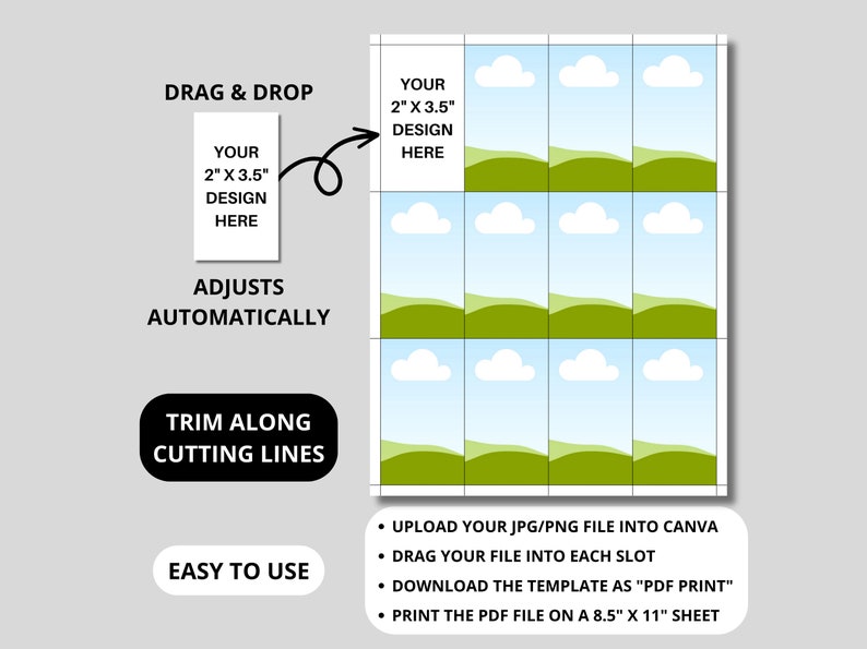 Business Card Printing Template, 2x3.5 Business Card Printing Guide, 8 ...