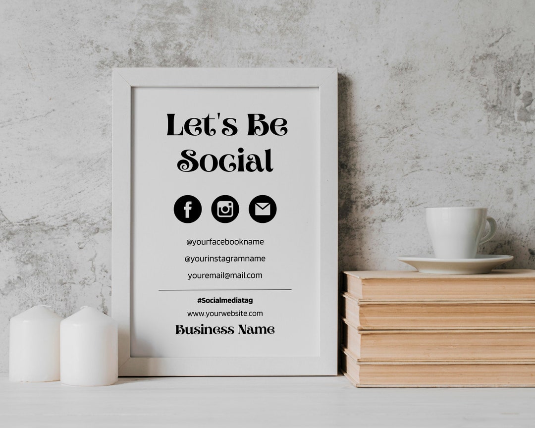 Social Media Sign Template, Editable Small Business Sign, Canva ...