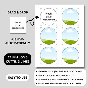 3x3 Round Label Printing Template, 3x3 Printing Guide, 8.5x11 Sheet ...