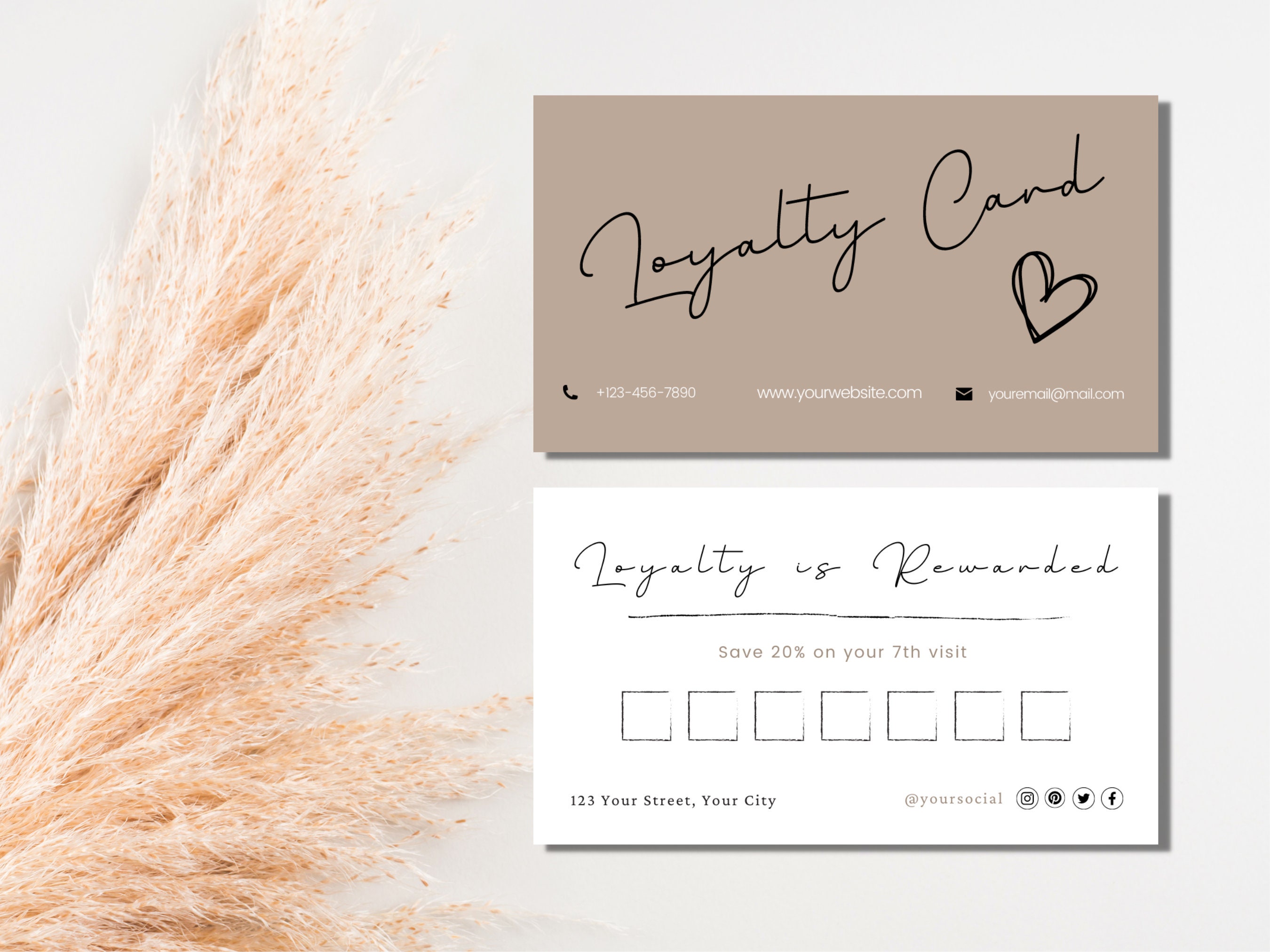 Loyalty Card Template, Brown Loyalty Card, Canva Editable, Printable ...