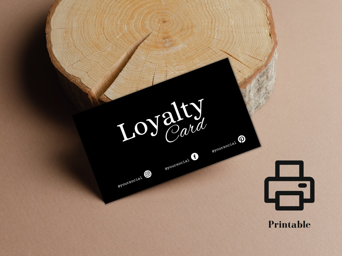 Black Loyalty Card Template Canva Editable Printable Modern - Etsy