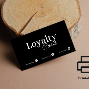 Black Loyalty Card Template, Canva Editable, Printable, Modern Rewards ...