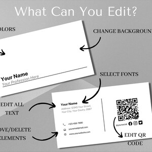 Business Card Template, QR Code, Canva Editable Template, Minimalist ...