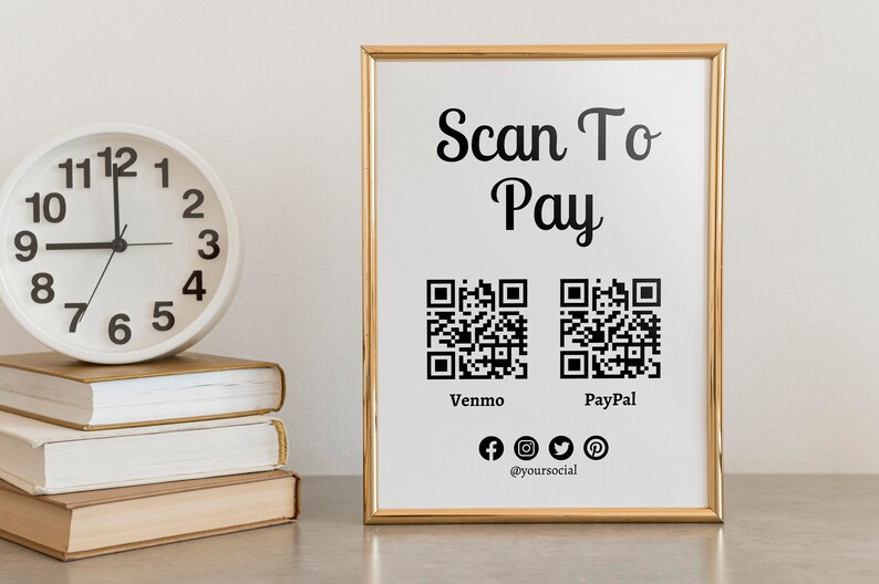 Scan to Pay Sign Template, QR Code Scan to Pay, Printable Payment Sign ...