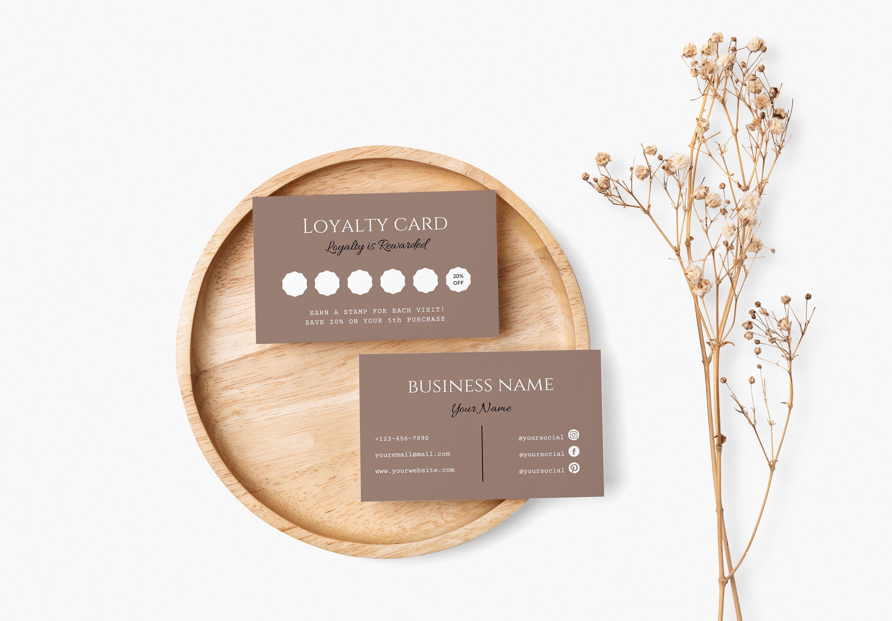 Loyalty Card Template Brown Canva Editable Printable Chic - Etsy