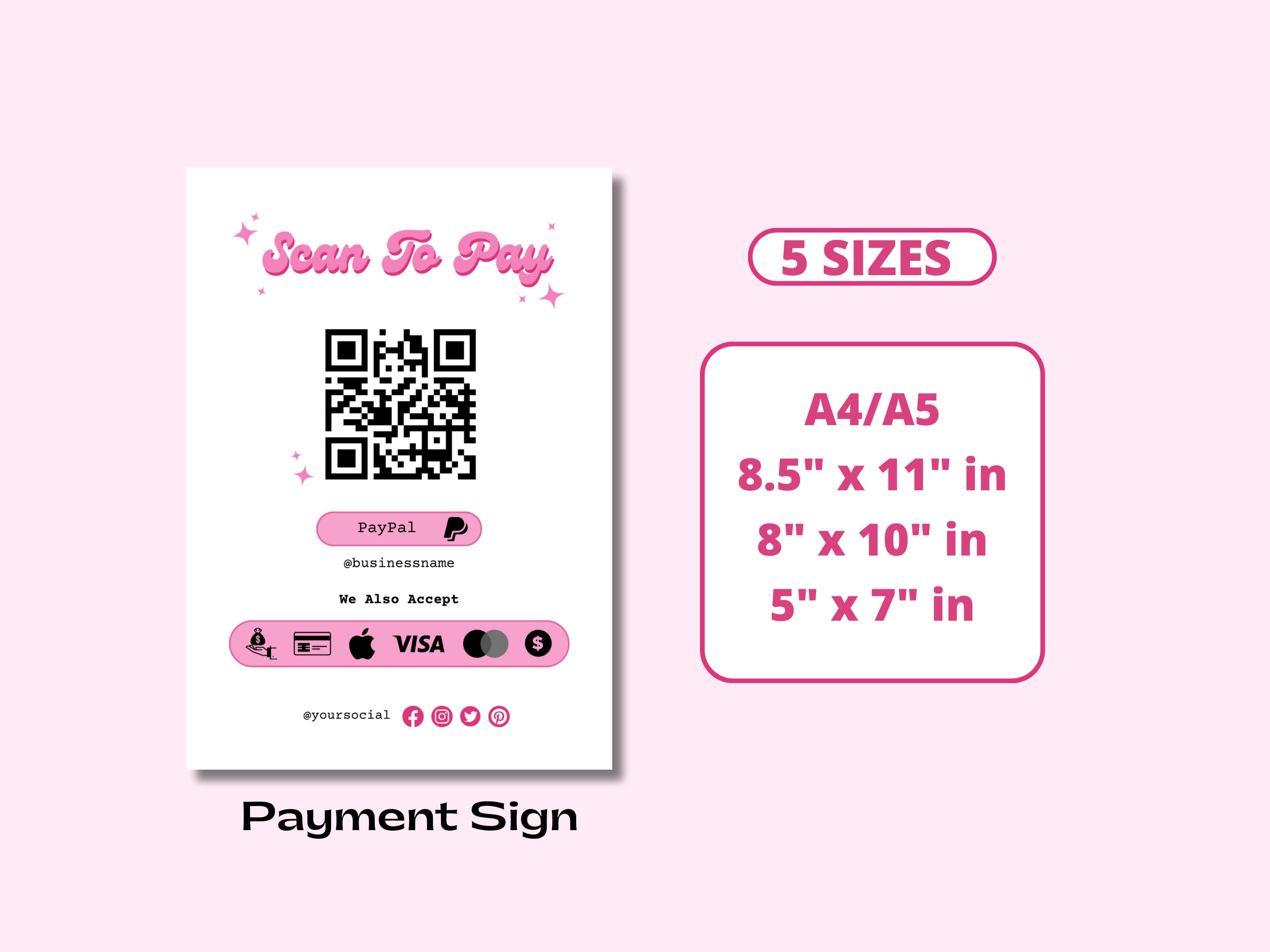 Retro Pink Branding Kit, Price List, Loyalty Card, IG Card, Thank You ...