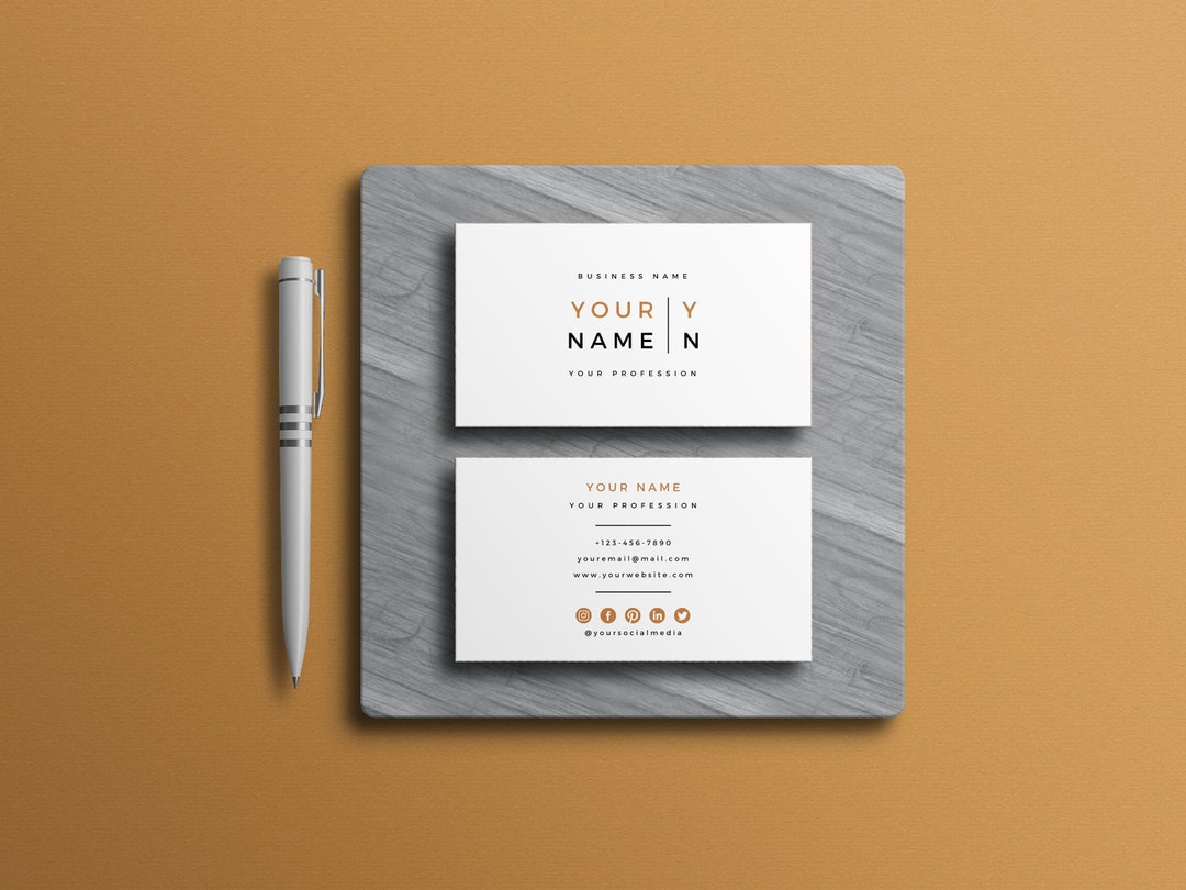Business Card Template, Printable Business Card, Modern, Minimalist ...
