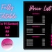 Pink Neon Price List Template, Canva Editable, Printable Small Business ...