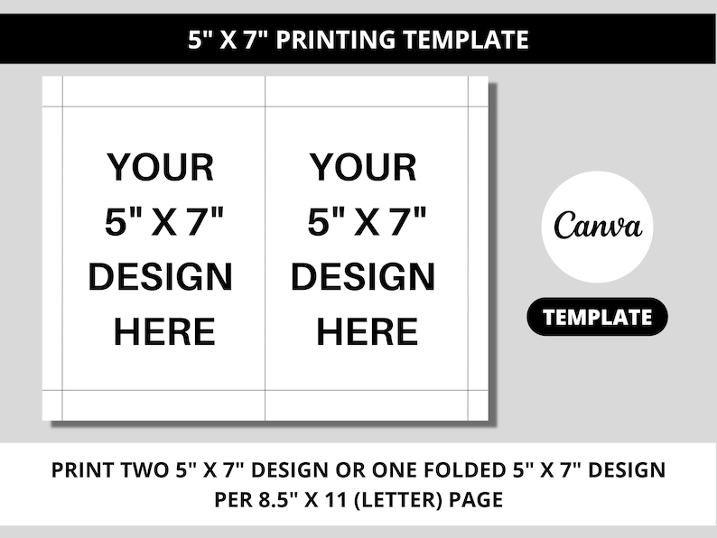 5x7 Printing Template, Invitation Cards, Greeting Cards, Foldable Card ...
