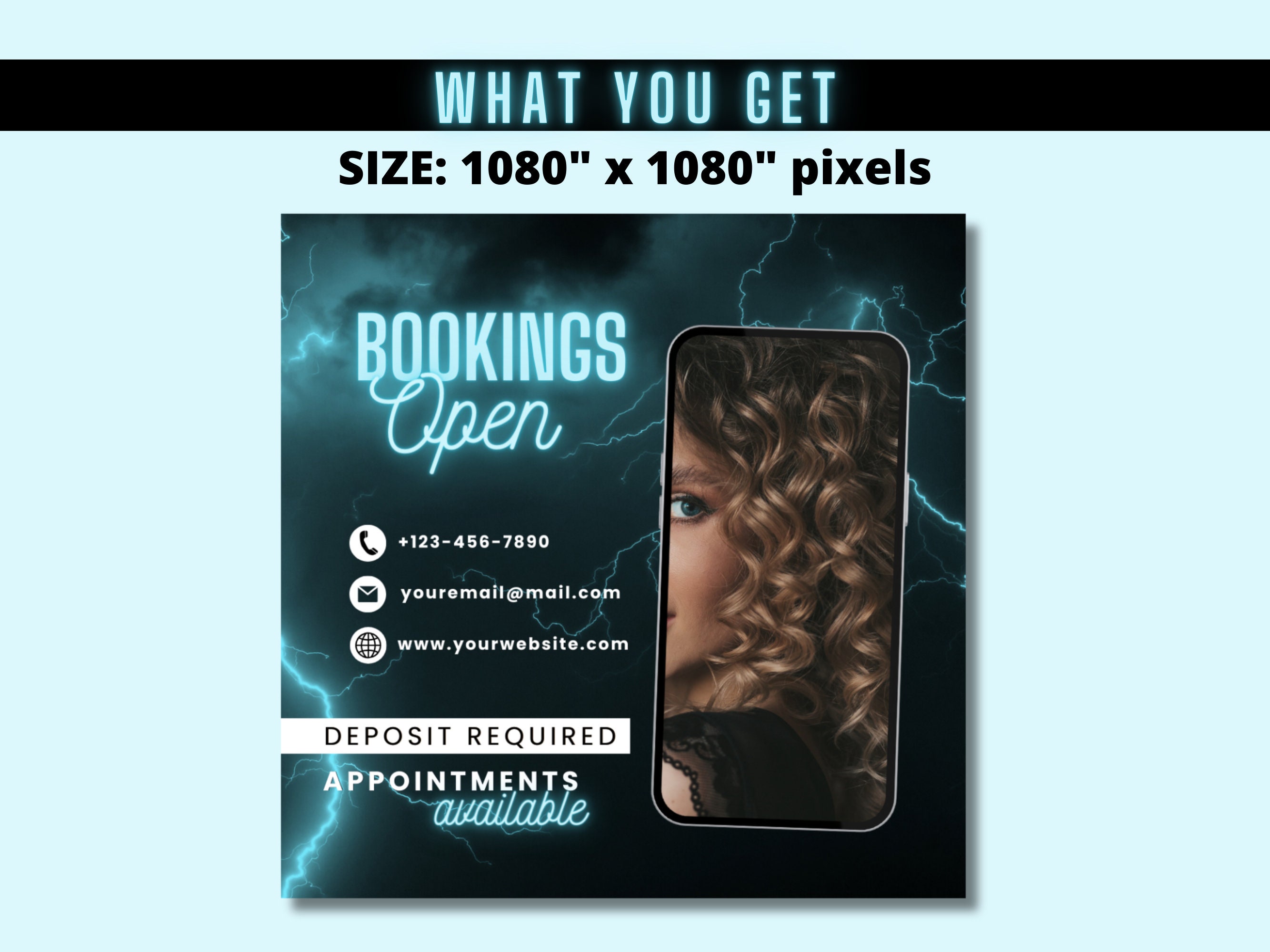Editable Booking Flyer Blue Neon Flyer Appointments - Etsy