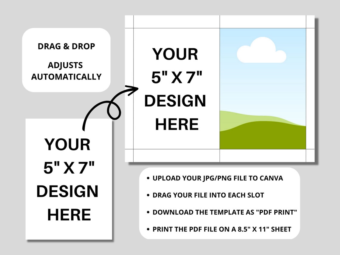 5x7 Printing Template, Invitation Cards, Greeting Cards, Foldable Card ...