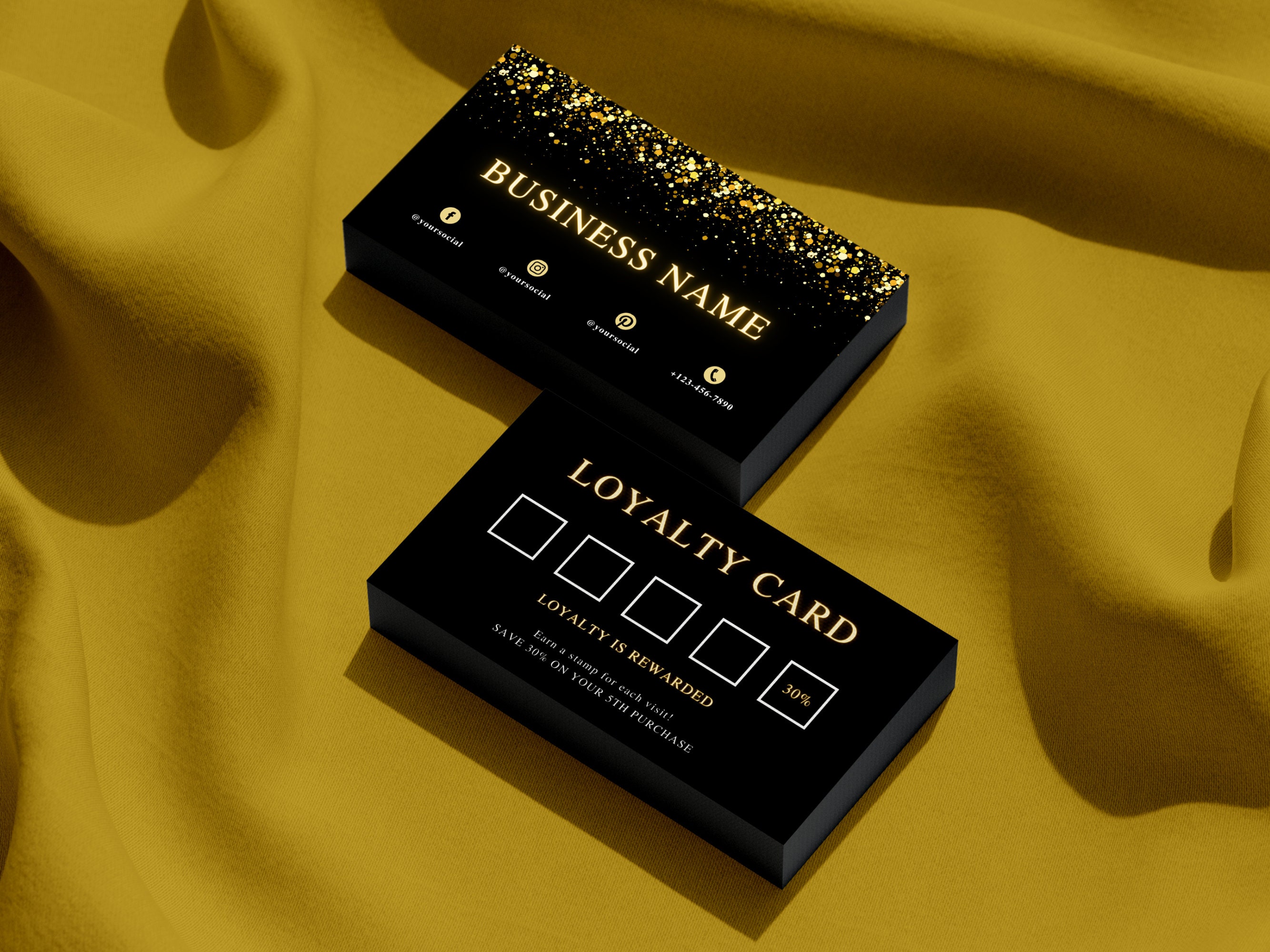 Loyalty Card Template Black and Gold Card Canva Editable - Etsy