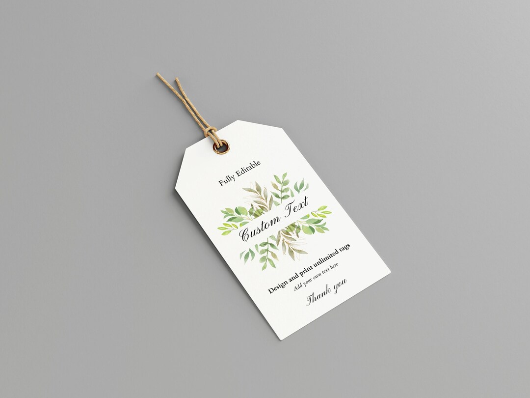 Greenery Tag Template, Canva Editable Tag, Greenery Eucalyptus Wedding ...