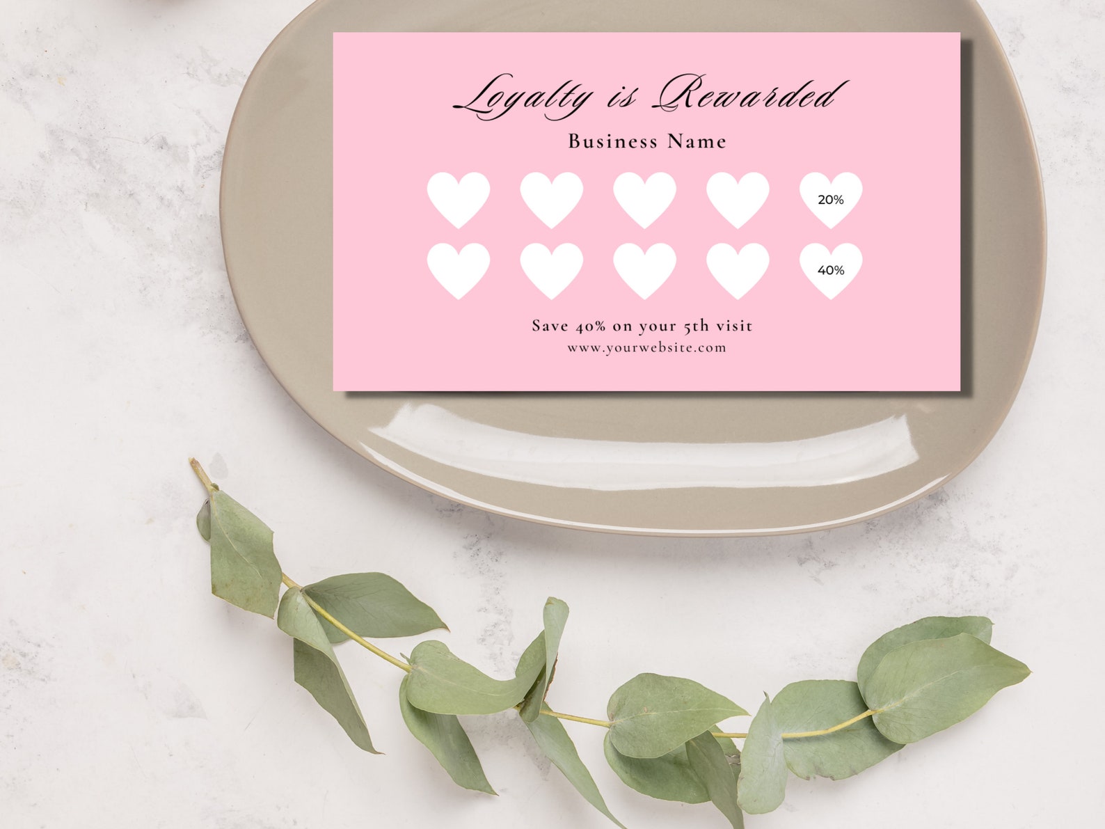 Pink Loyalty Card Template Canva Editable Printable Rewards - Etsy