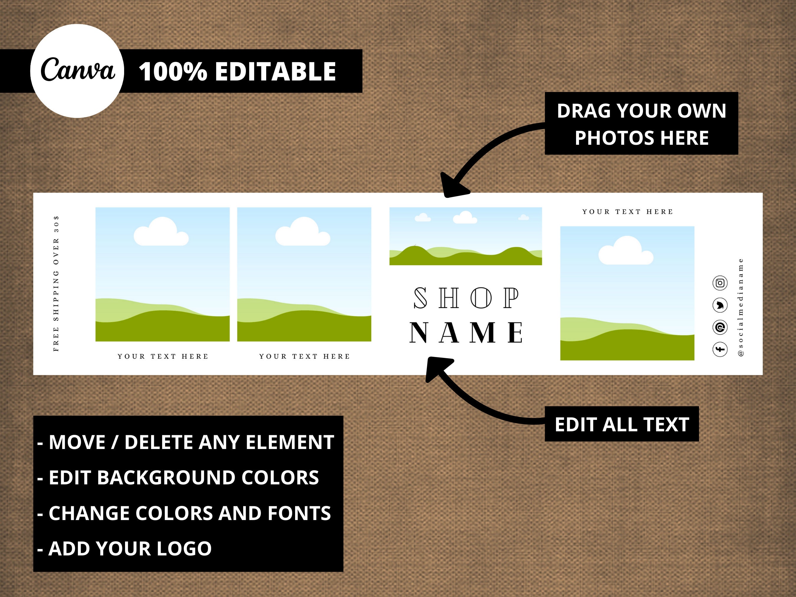 Etsy Banner Template, Etsy Shop Bundle, Canva Editable, Etsy Cover ...