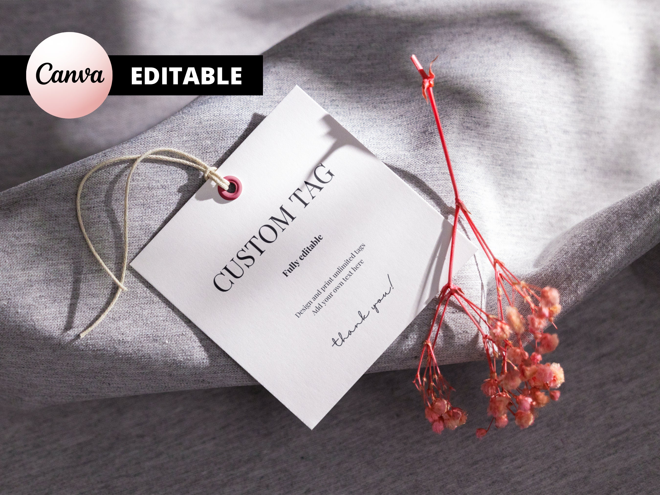 Square Tag Template, Canva Editable, Thank You Favor Tags, Baby Shower ...