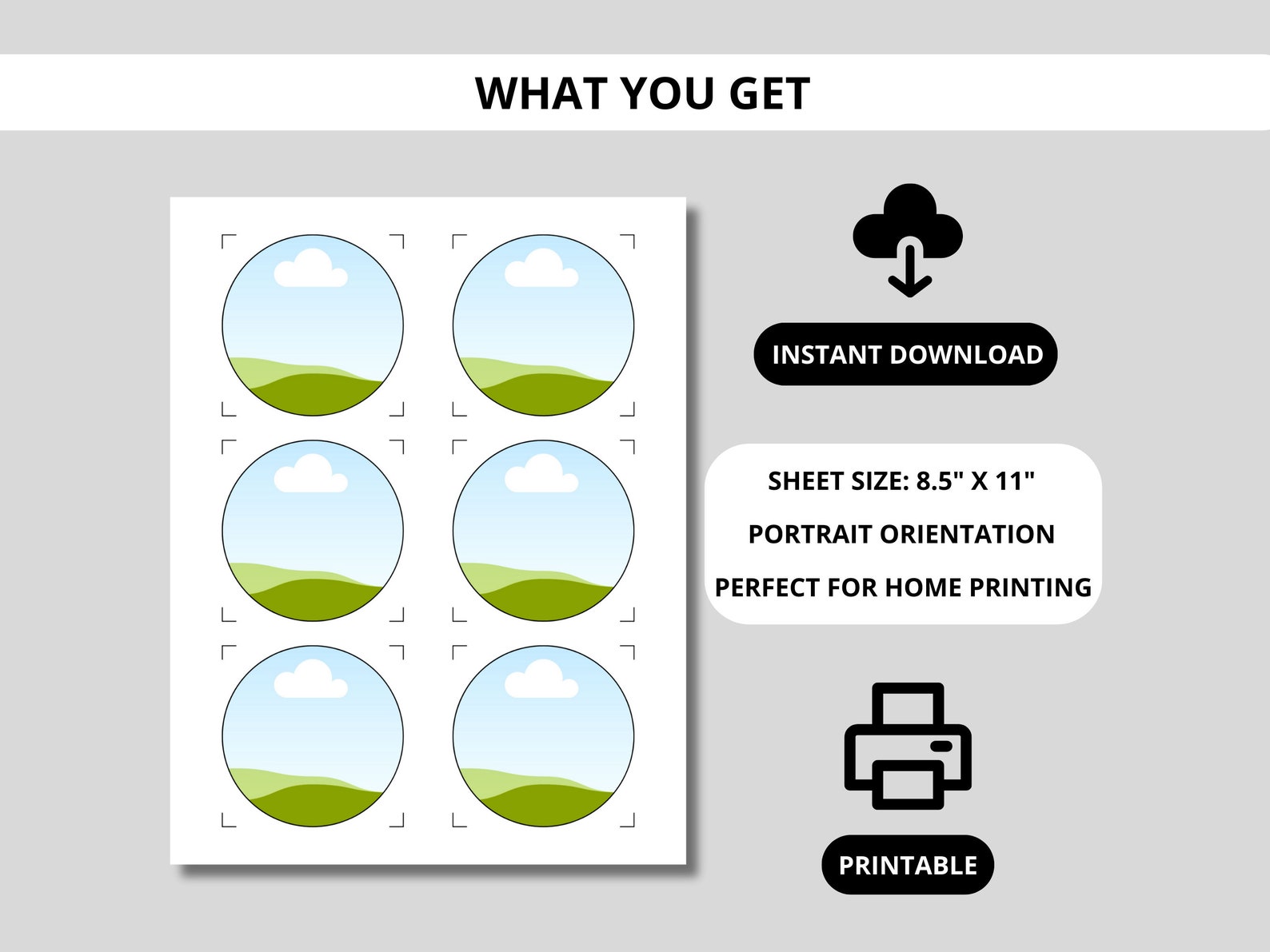 3x3 Round Label Printing Template, 3x3 Printing Guide, 8.5x11 Sheet ...
