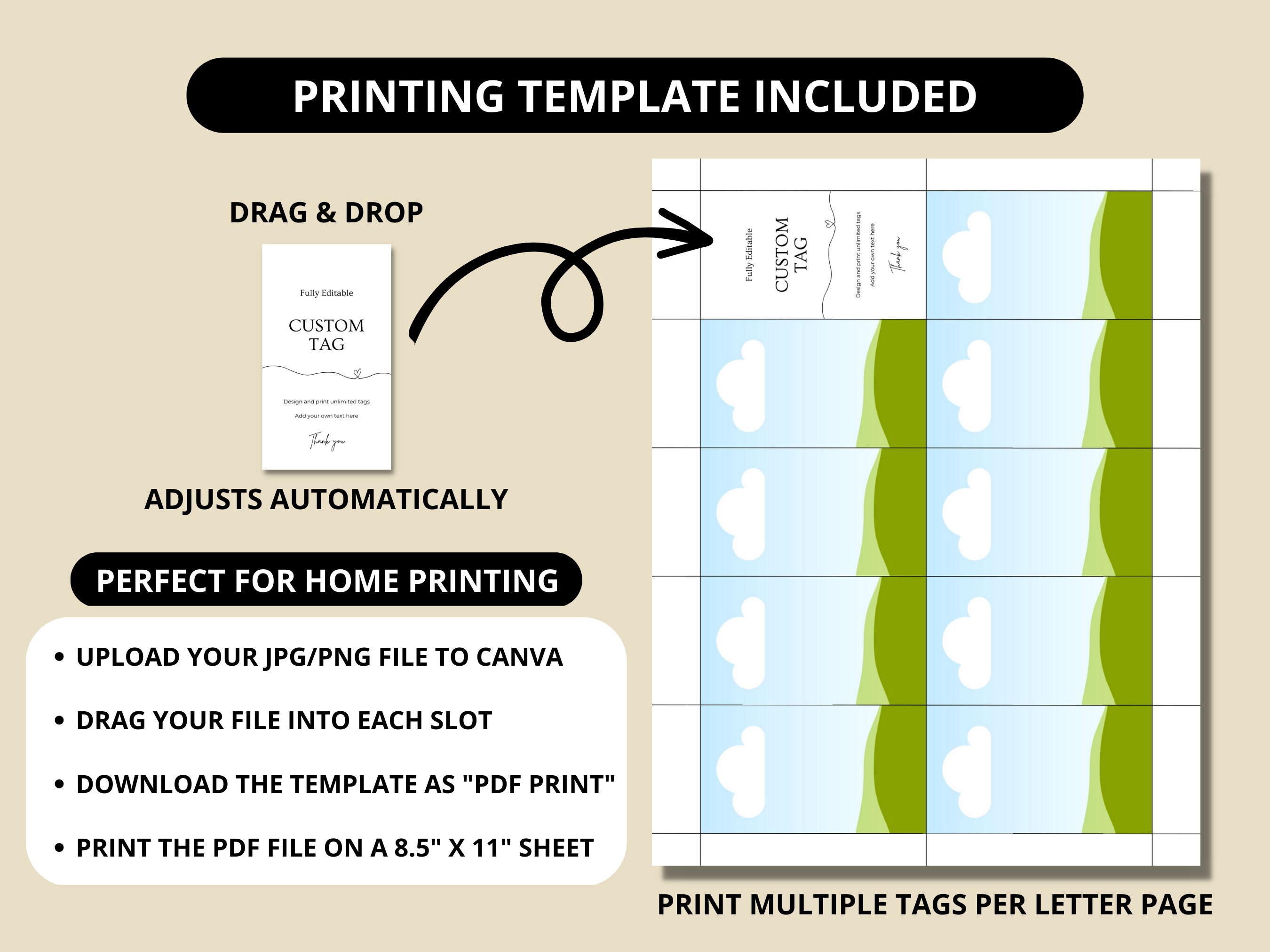 Editable Tag Template, Canva Editable, Thank You Tag, Baby Shower Tag ...