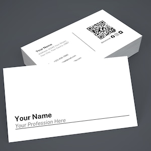Business Card Template, QR Code, Canva Editable Template, Minimalist ...