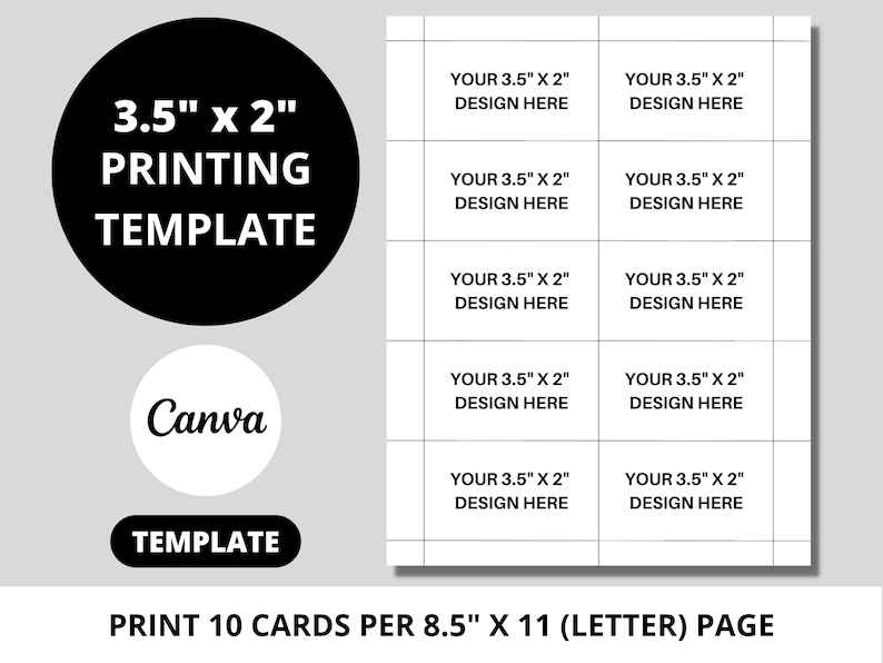 Business Card Printing Template, 3.5x2 Business Card Printing Guide, 8 ...