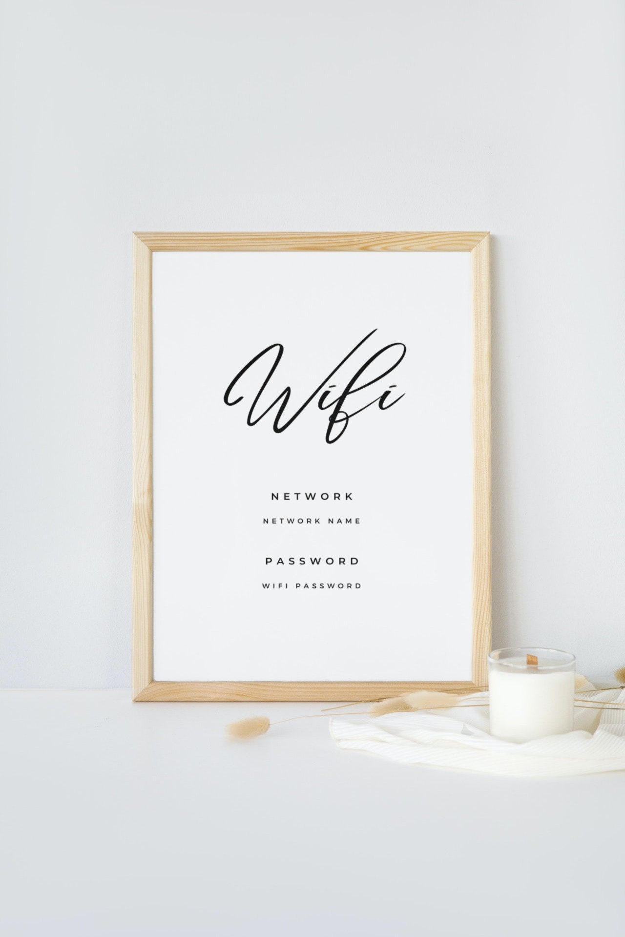 WIFI Password Sign Template, Printable Guest Wi-fi Sign, Digital ...