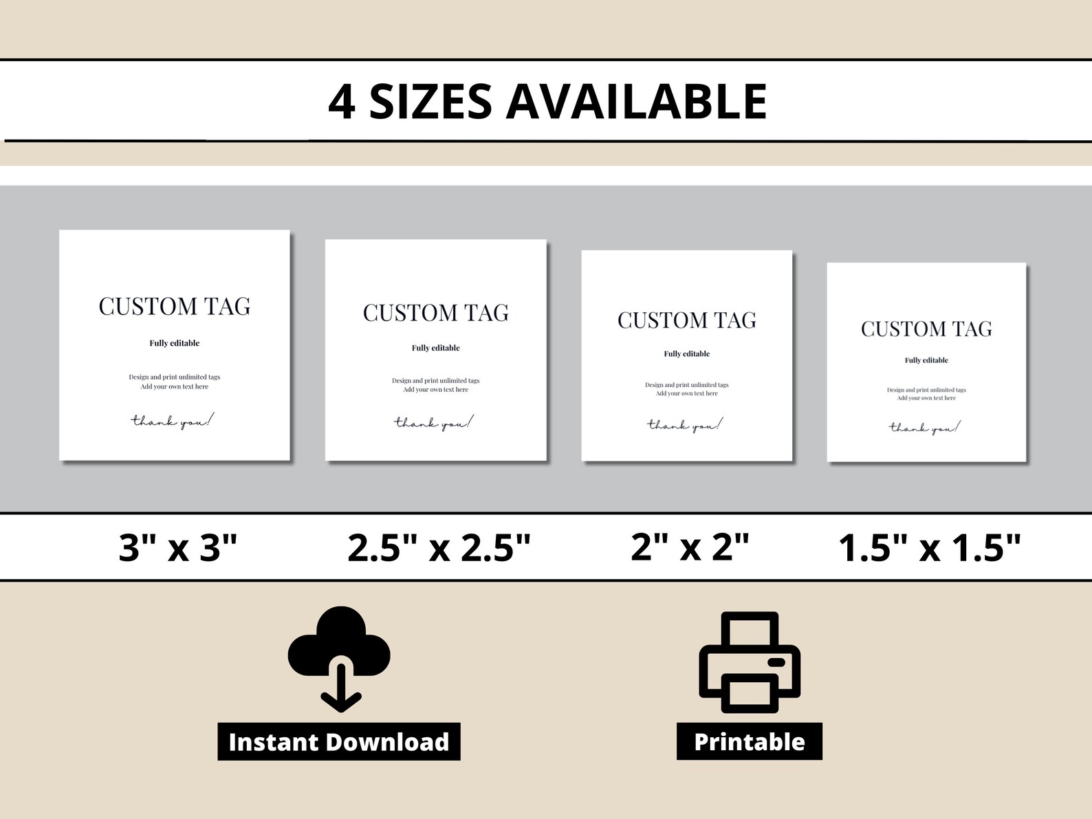 Square Tag Template, Canva Editable, Thank You Favor Tags, Baby Shower ...