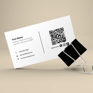 Business Card Template, QR Code, Canva Editable Template, Minimalist ...