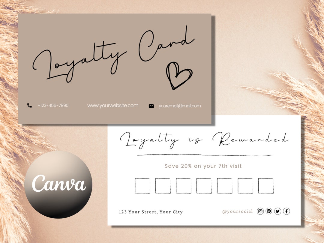 Loyalty Card Template, Brown Loyalty Card, Canva Editable, Printable ...