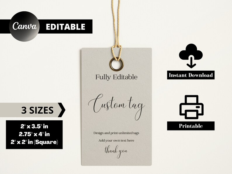 Editable Tag Template Instant Download DIY Tag Canva - Etsy Australia