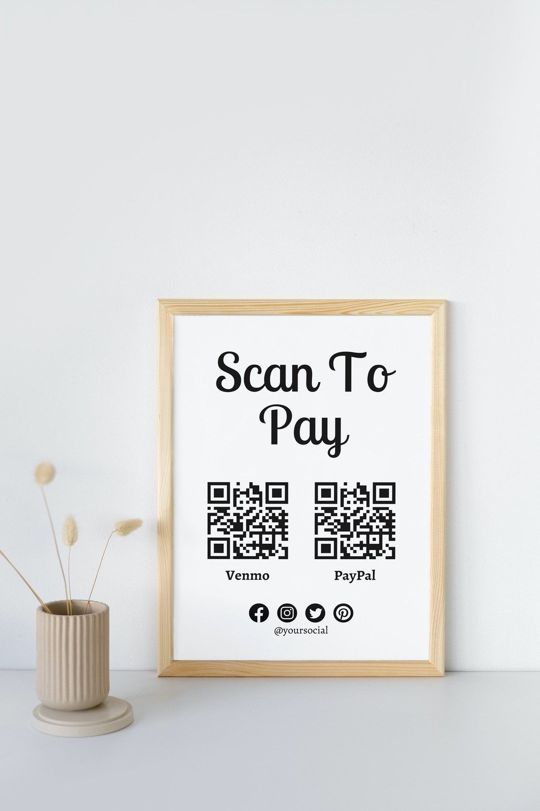 Scan to Pay Sign Template, QR Code Scan to Pay, Printable Payment Sign ...