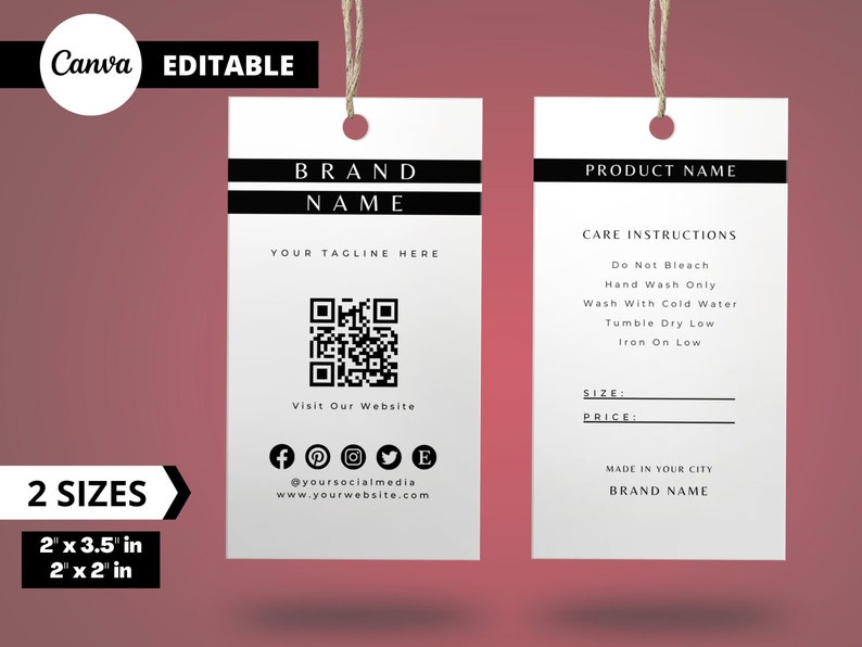 Hanging Tags Template, Canva Editable Price Tag, QR Code Custom Hang ...