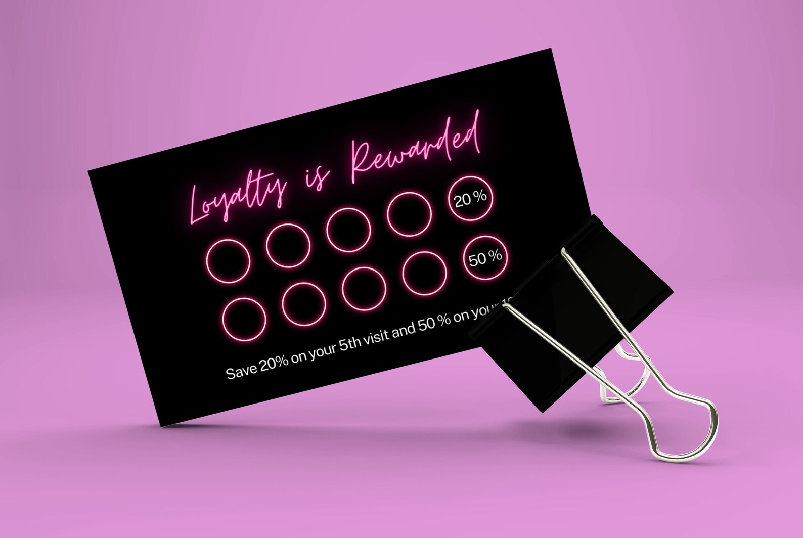 Loyalty Card Template Pink Neon Canva Editable Printable - Etsy