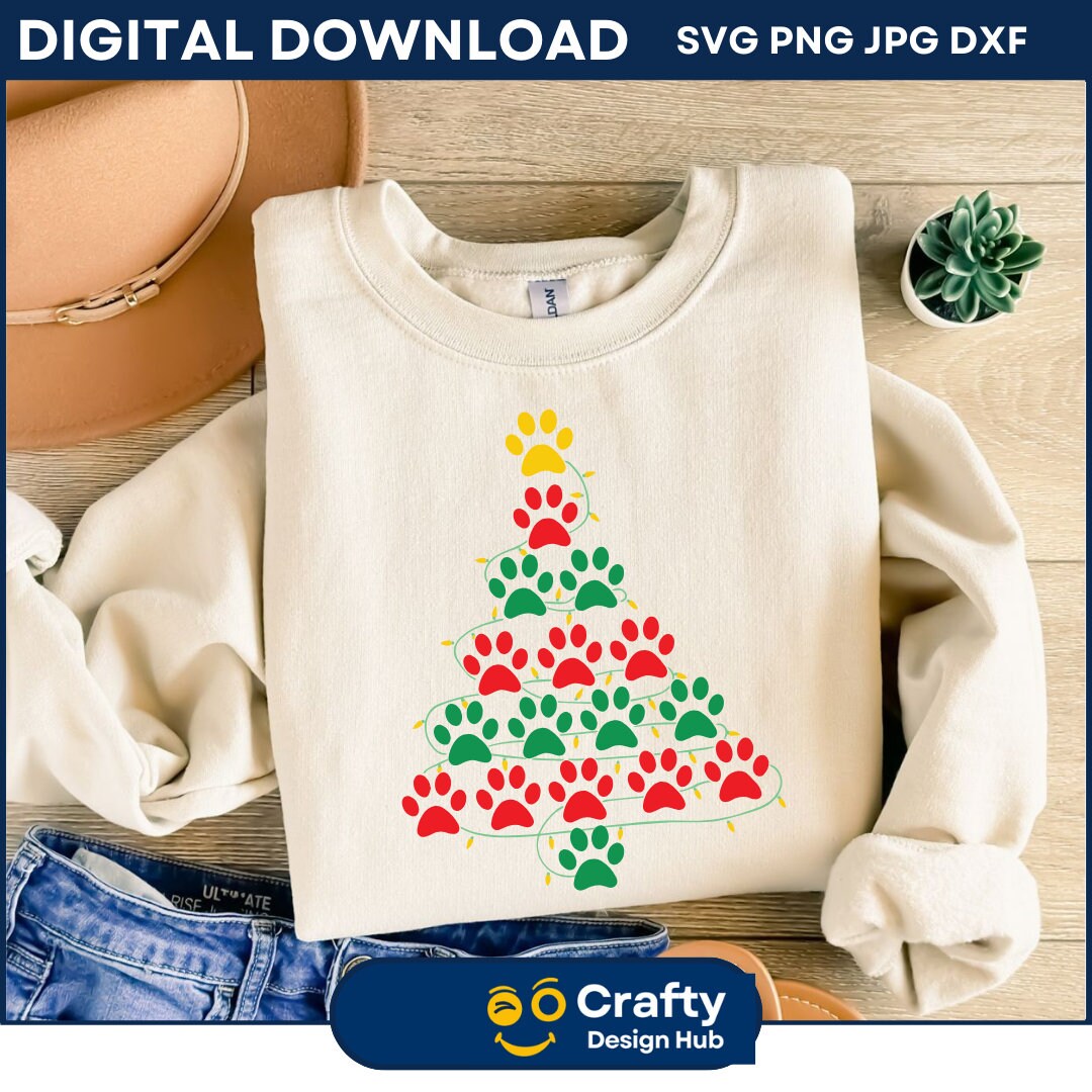 Paw Tree SVG, Paw Christmas Tree Svg, Christmas Tree Svg, Paw Print ...