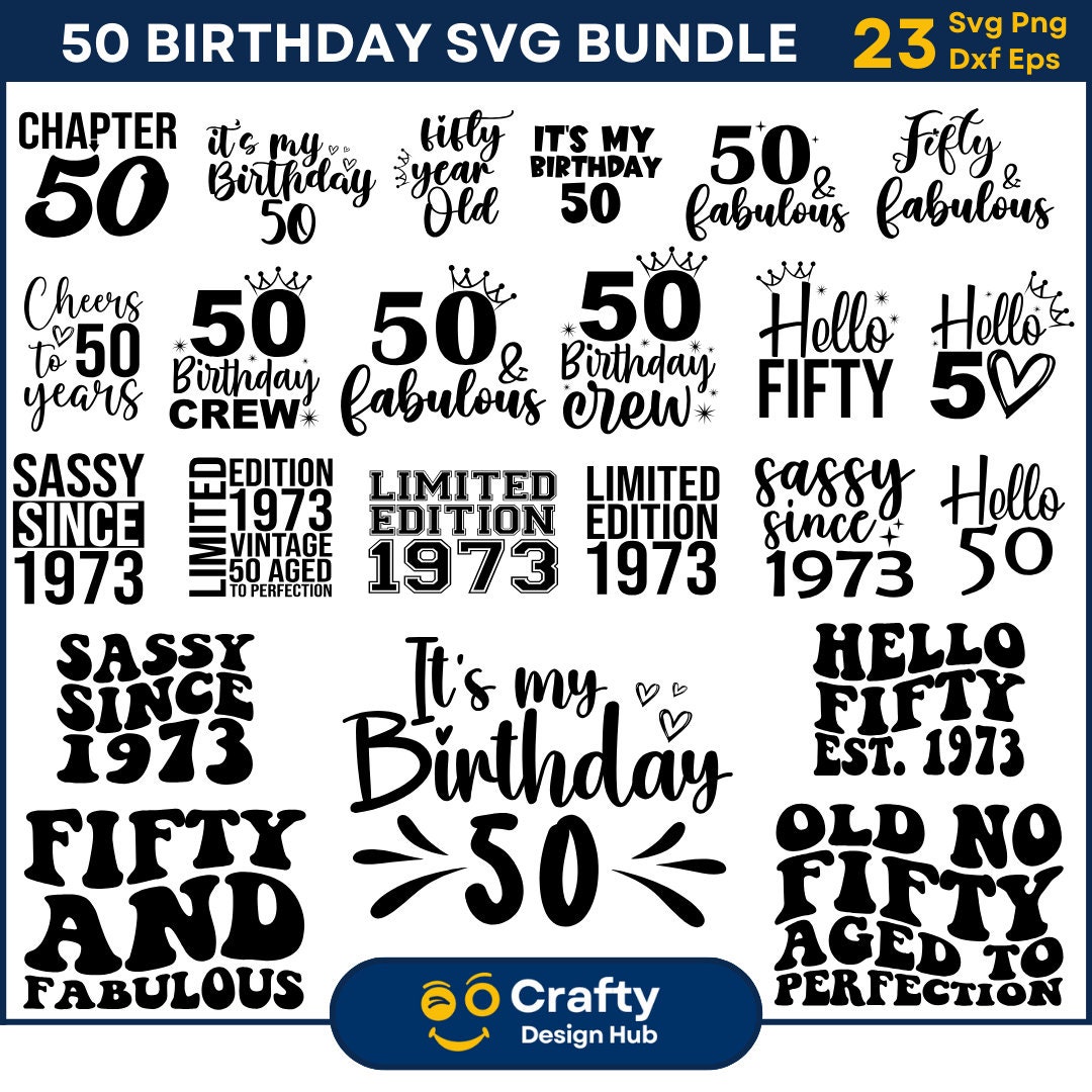 50th Birthday SVG Bundle, Happy Birthday Svg, Birthday Shirt Svg, 50th ...