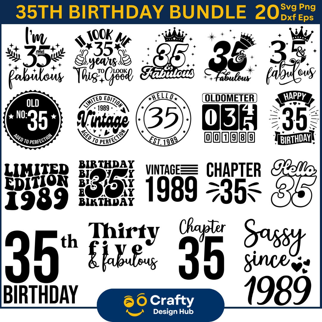 35th Birthday Svg Bundle,35th Birthday Shirt,35th Birthday Gift,35 ...