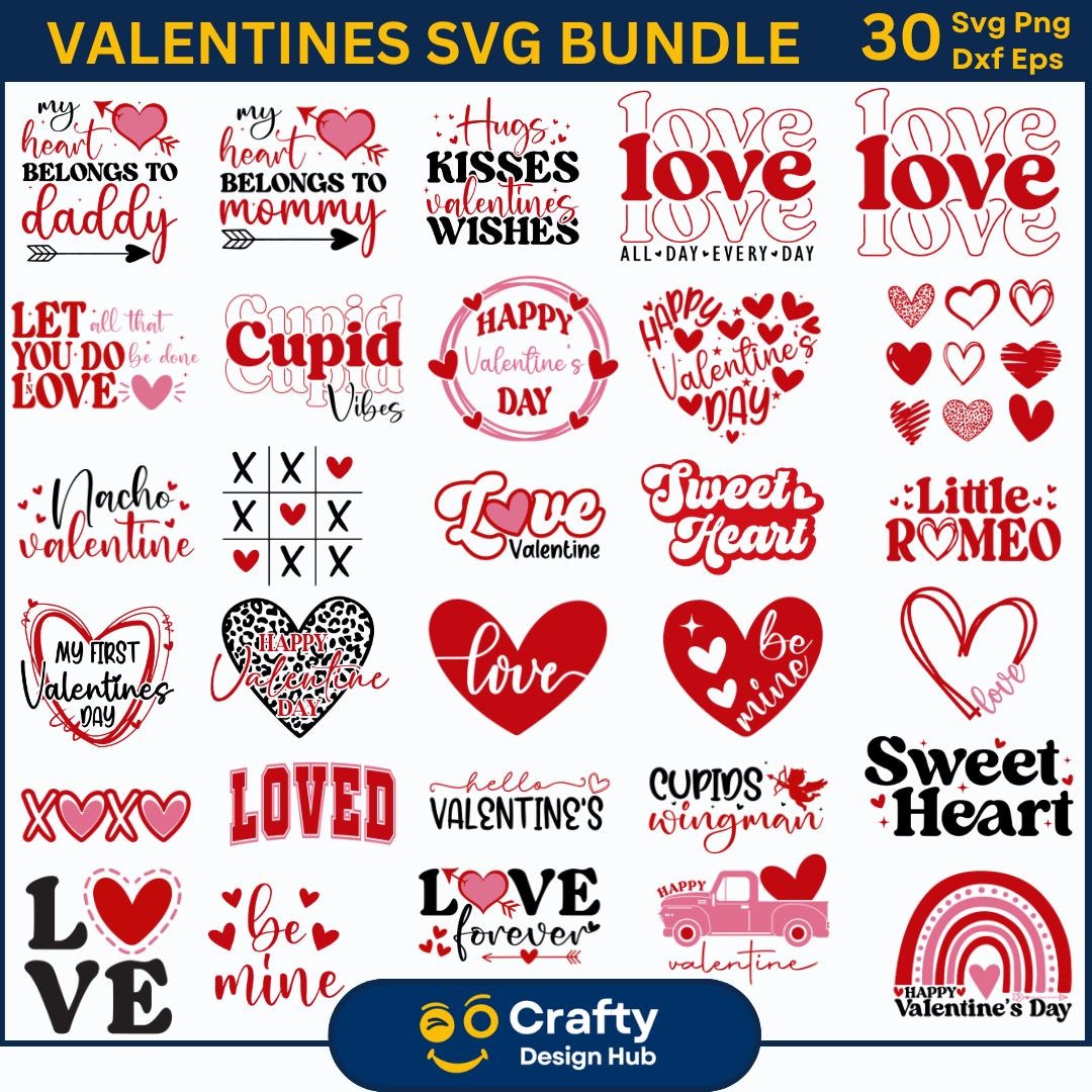 Valentine Svg Bundle, Love Svg, Heart Svgs, Valentines Vibes, Valentine ...