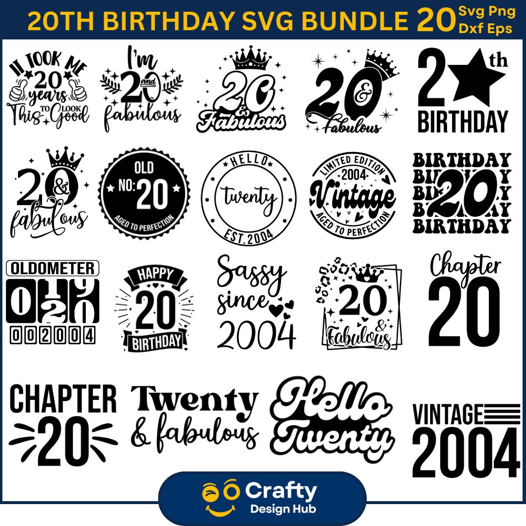 20th Birthday Svg Bundle, 20th Birthday Shirt SVG, Happy Birthday Svg ...