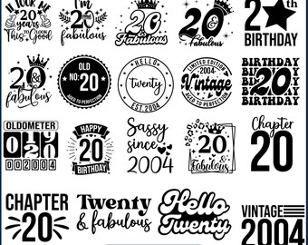 20th Birthday Svg Bundle, Happy Birthday Svg, Birthday Shirt Svg ...