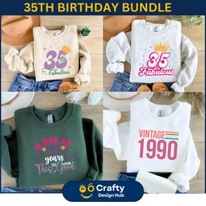 35th Birthday Colorful Svg Bundle, 35th Birthday Gift,35 Fabulous Svg ...