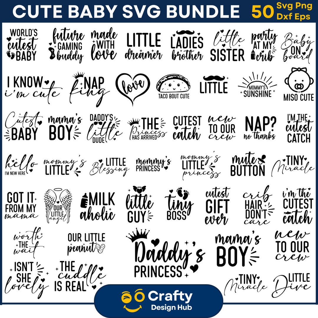 Baby SVG Bundle, Cute Baby Svg, Baby Shower Svg, Newborn Baby Quote ...