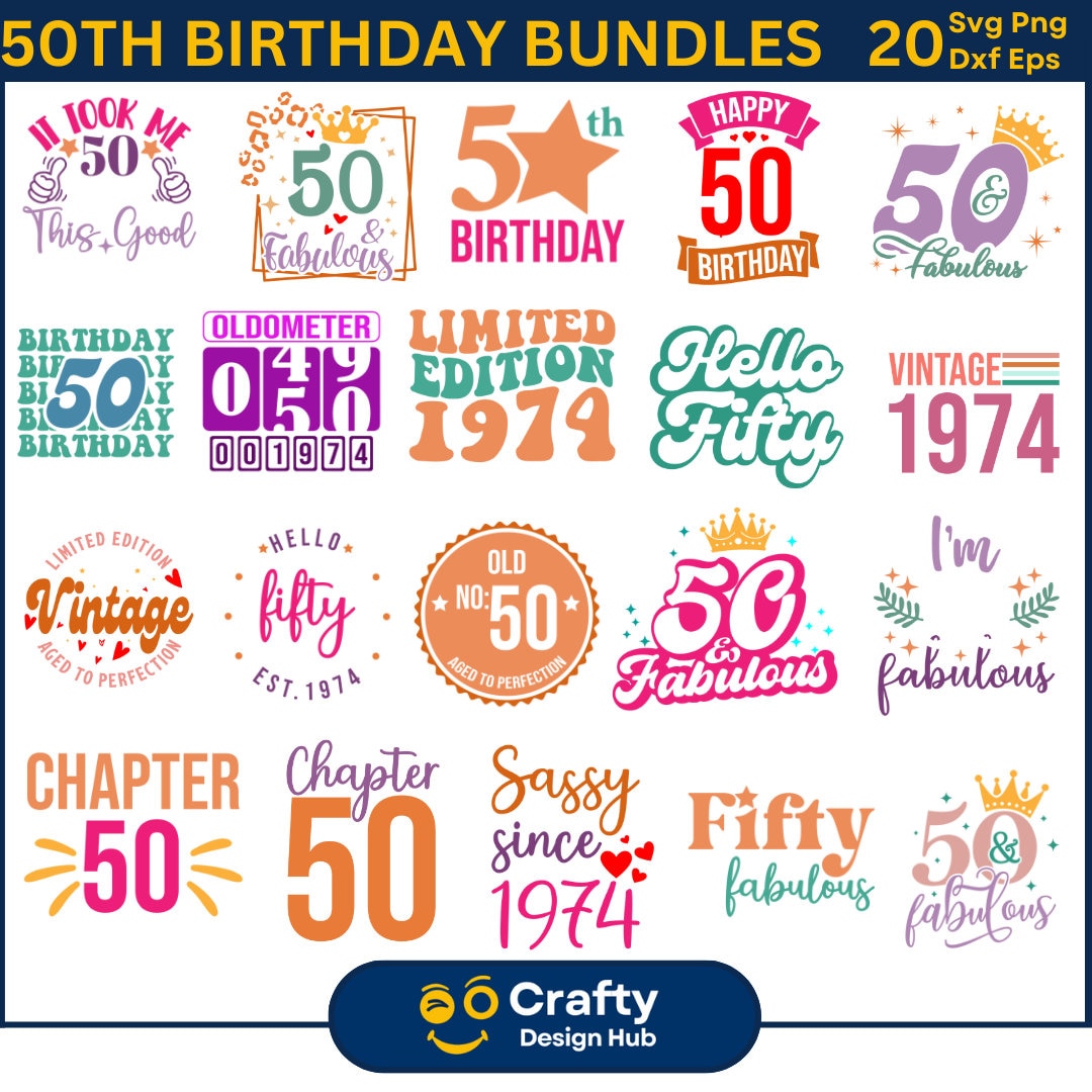 50th Birthday SVG, Hello Fifty Shirt Design, Fifty Birthday Svg, It's ...